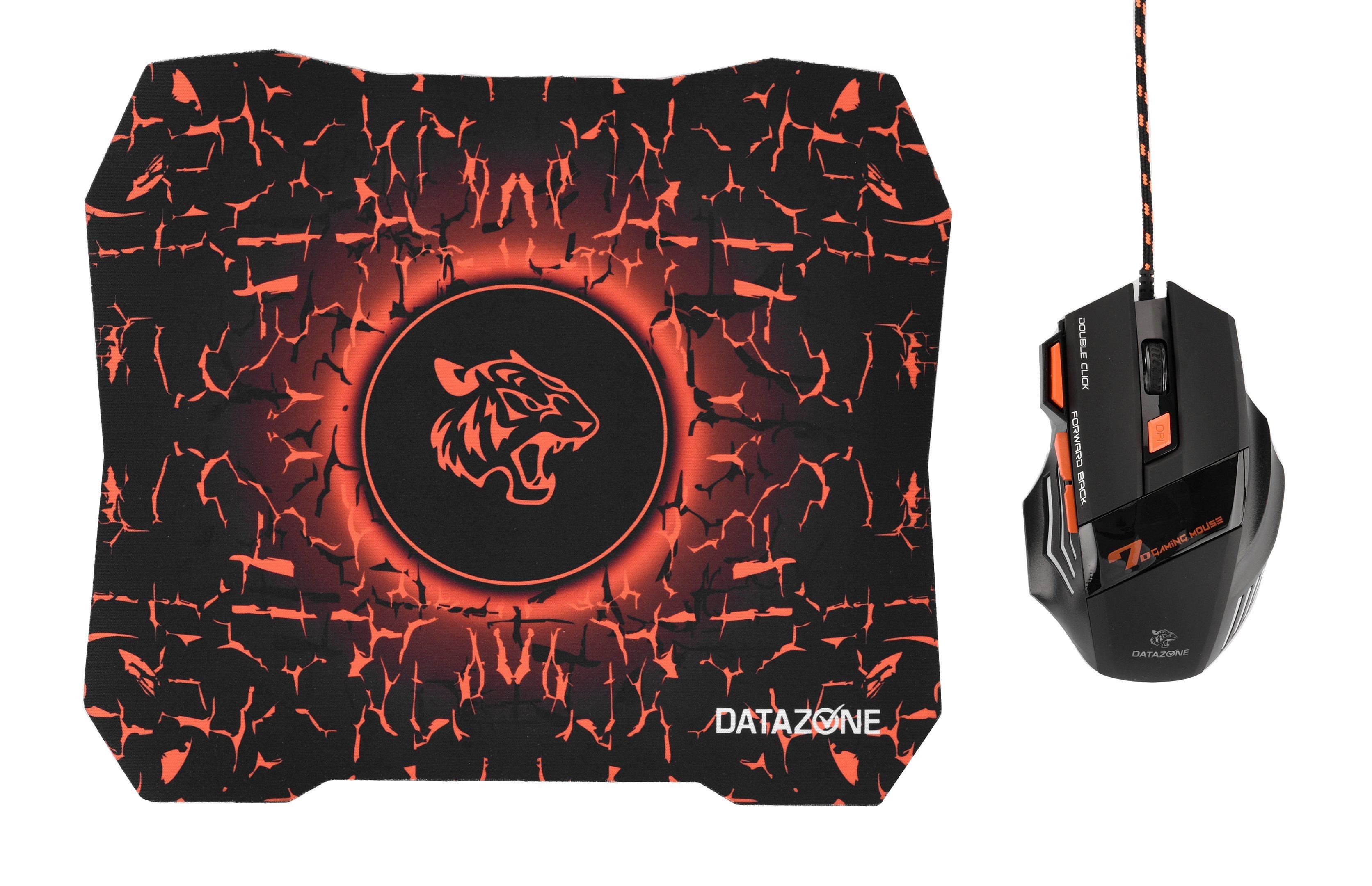 DATAZONE 2 in 1 Kit Gaming Mouse and Mouse Pad, Black/Orange - eXtra