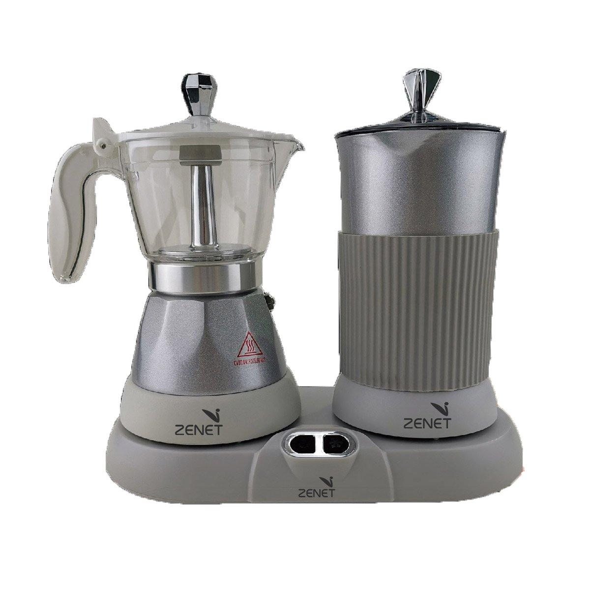 Zenet 230ML Italian Milk Frother With Coffee Maker 480W White/Silver ...