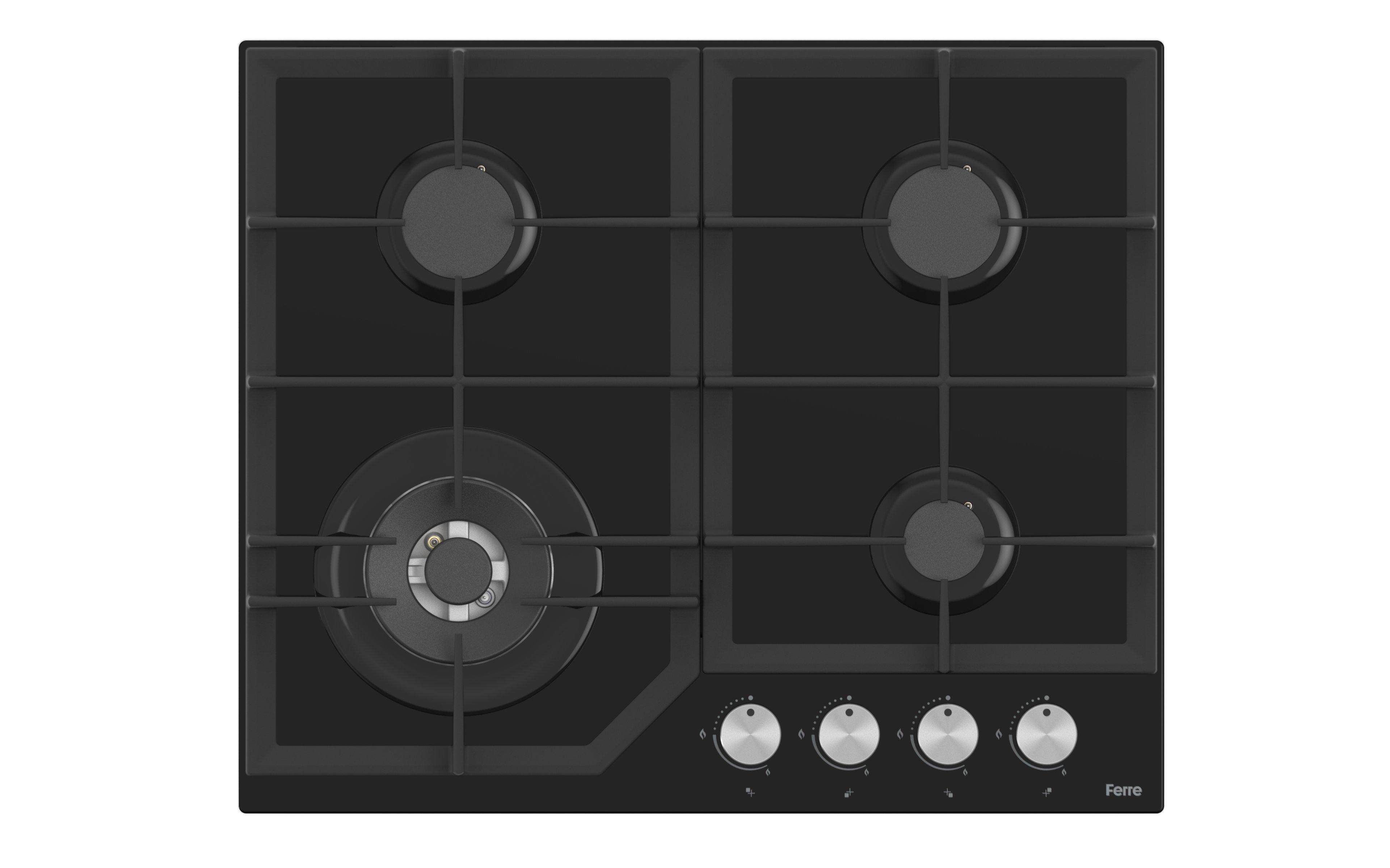 Ferre 60CM BE Series 4 Burners Built-In Gas Hob Black - eXtra Bahrain