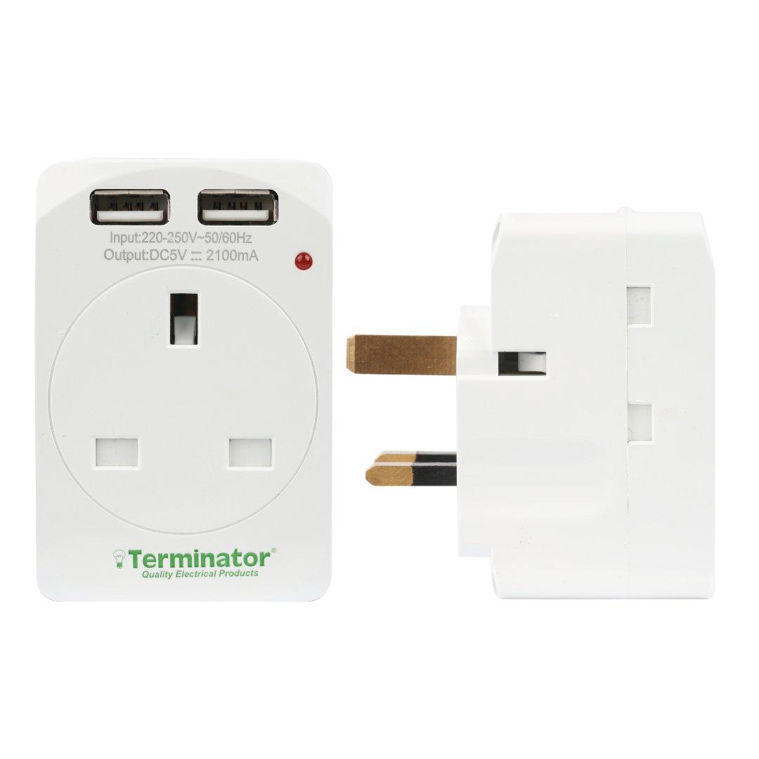 Terminator 3Way Multi Adaptor UK Socket White - eXtra Bahrain