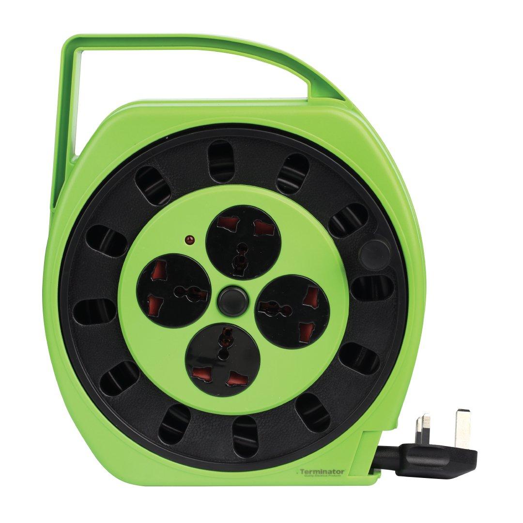 Terminator 4Way 7 Mtr Wire 13Amp Universal Power Extension Reel Green ...