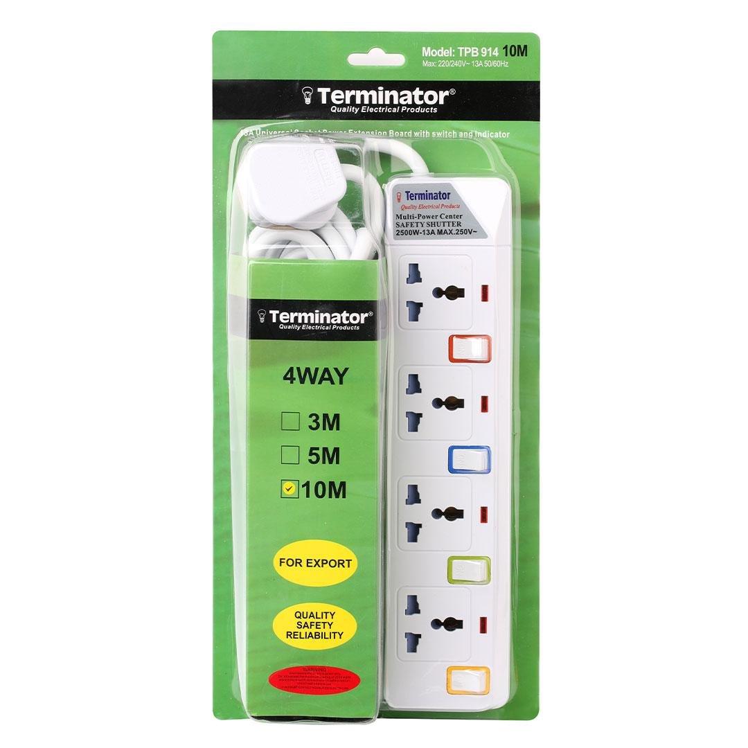 Terminator 4 Way 10M Wire 13Amp Universal Extension Board With Switch ...