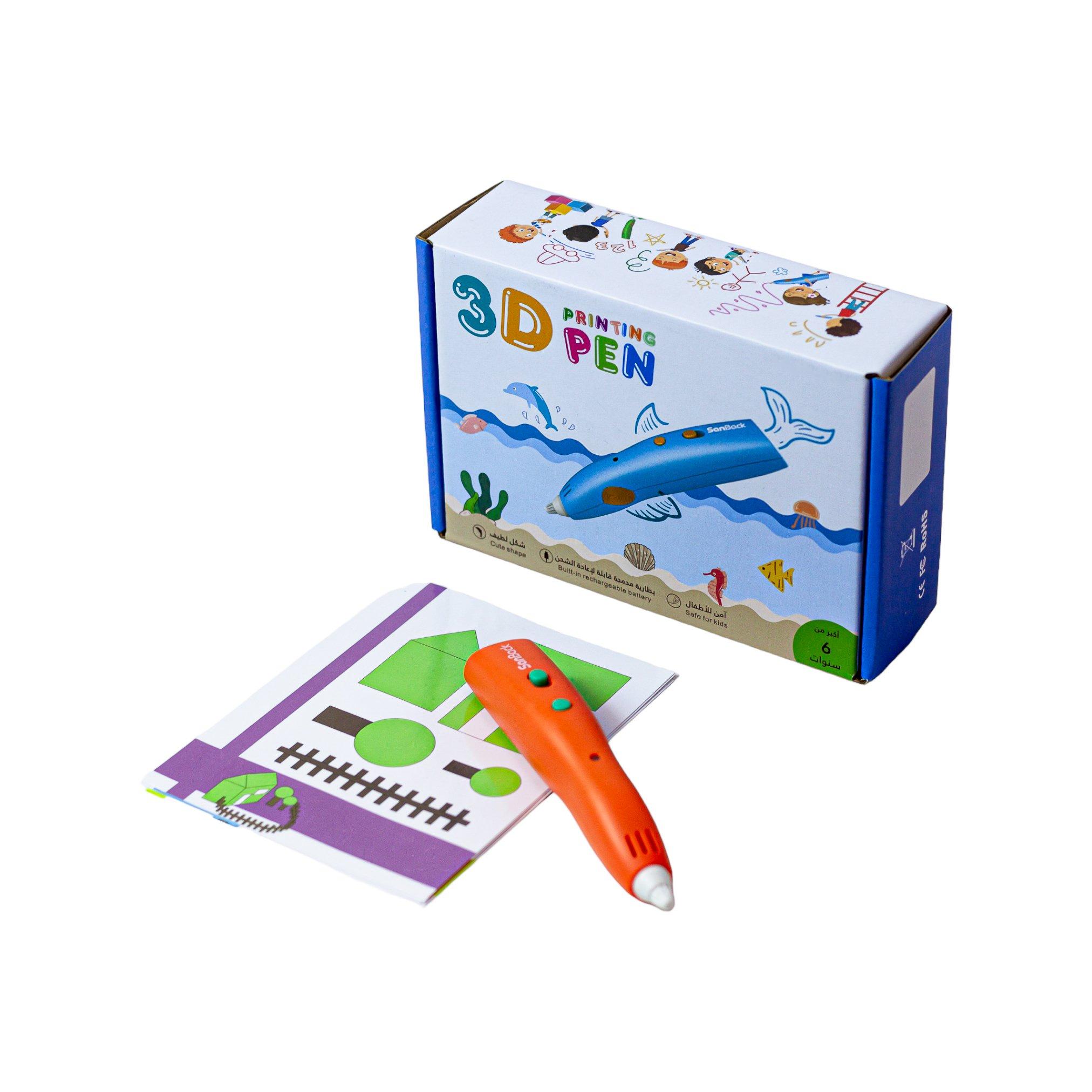 SanBack, 3D Drawing Pen for Kids, Built In Rechargeable Battery, Orange ...