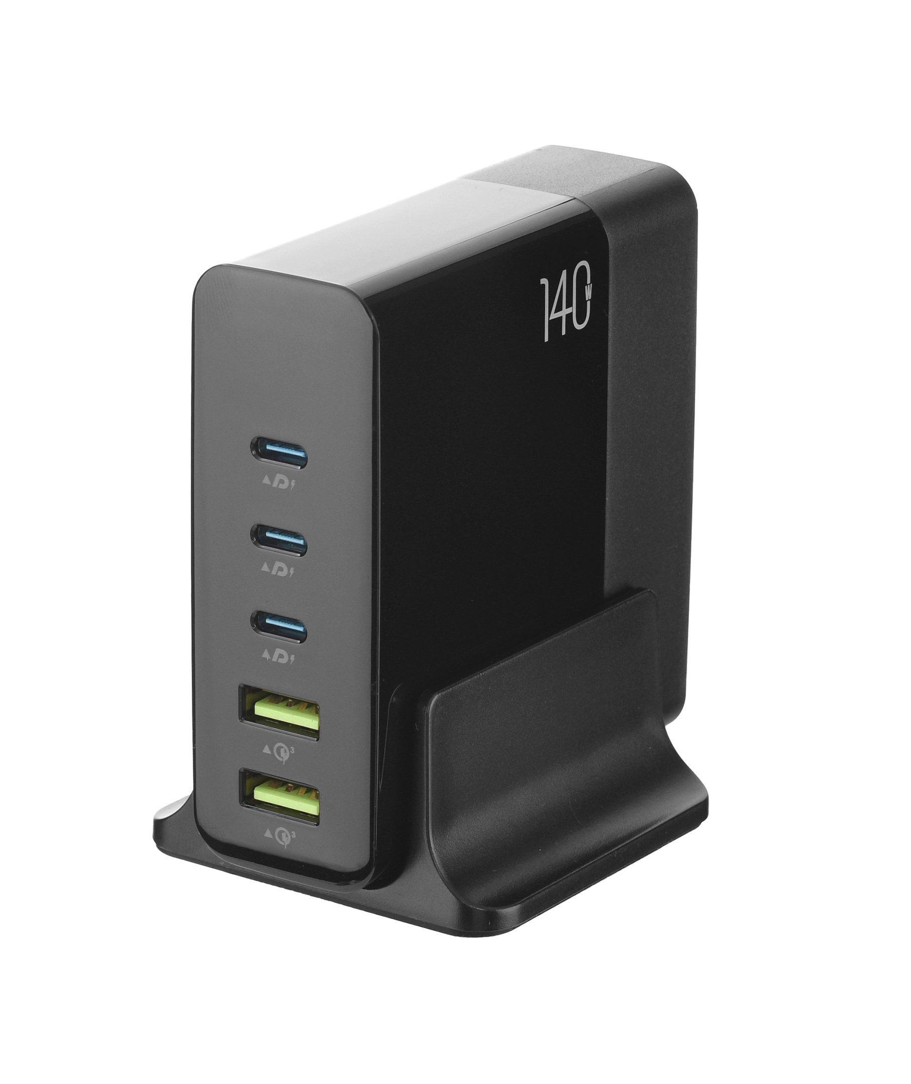 GOUI 5 Port Power Delivery Desktop Charger with 140W, Black - eXtra