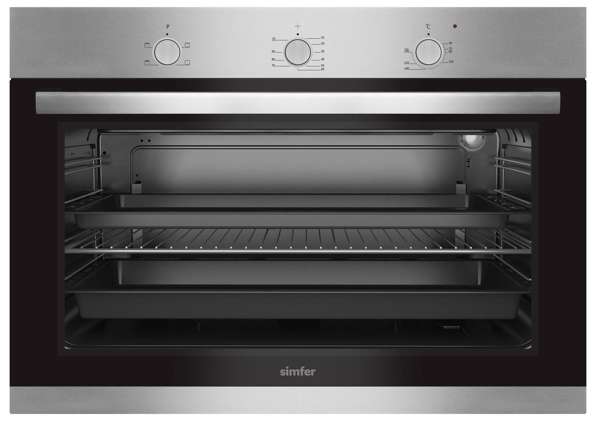 سيمفر، فرن كهربائي بلت إن إينوكس، 90 سم، ثلاث مقابض، ستانلس ستيل - إكسترا