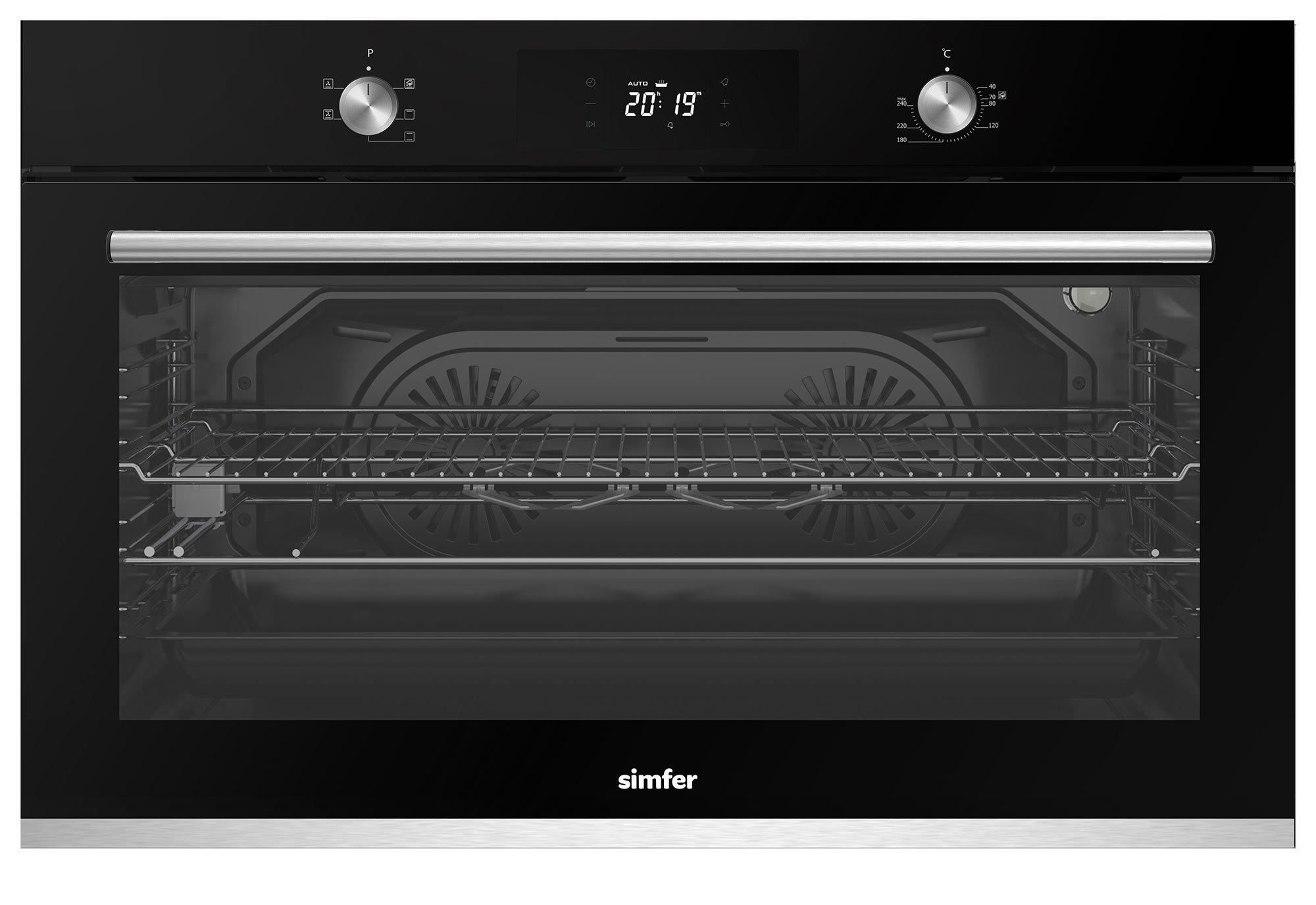 سيمفر، فرن كهربائي مدمج، 90 سم، لوحة لمس كاملة، أسود - إكسترا