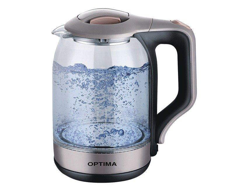 Optima 1.8L Electric Jug Clear Glass Jar Kettle 1500W Black/Grey ...