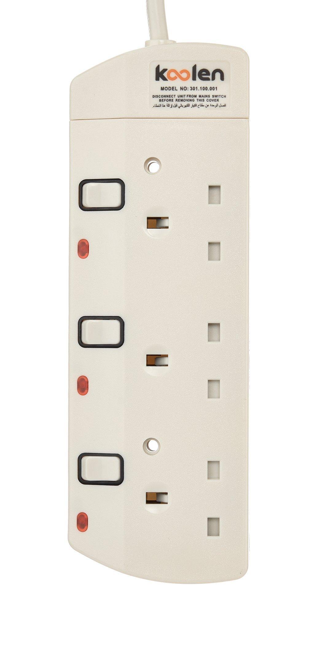 Koolen, 3 Ways Power Extension Sockets, 5 m, White. - eXtra