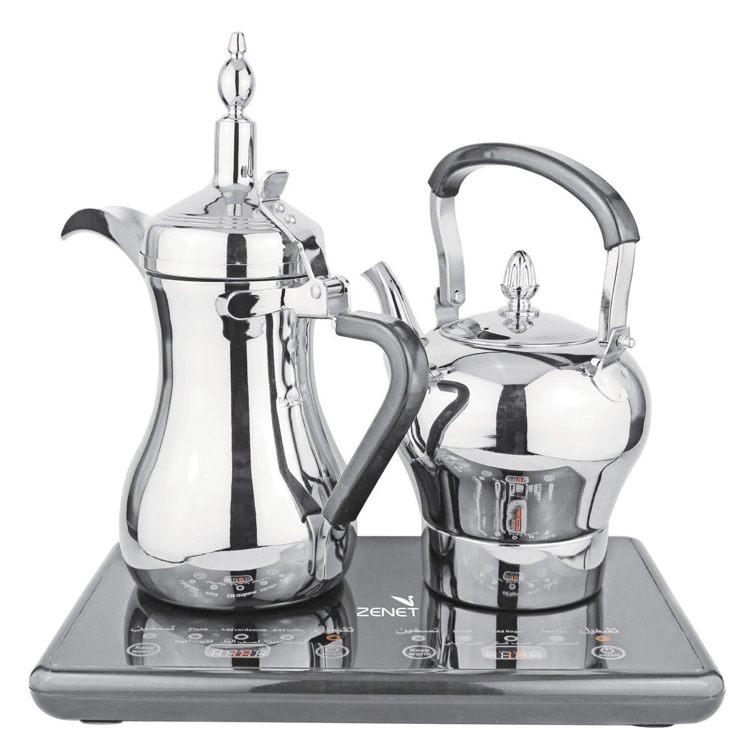 Zenet 1.0L Electric Tea Pot & Dallah Set Silver - eXtra Bahrain