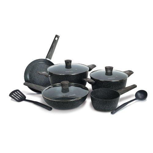 Homeway 10 Pcs Cookware Set-Forged, Black - eXtra Oman