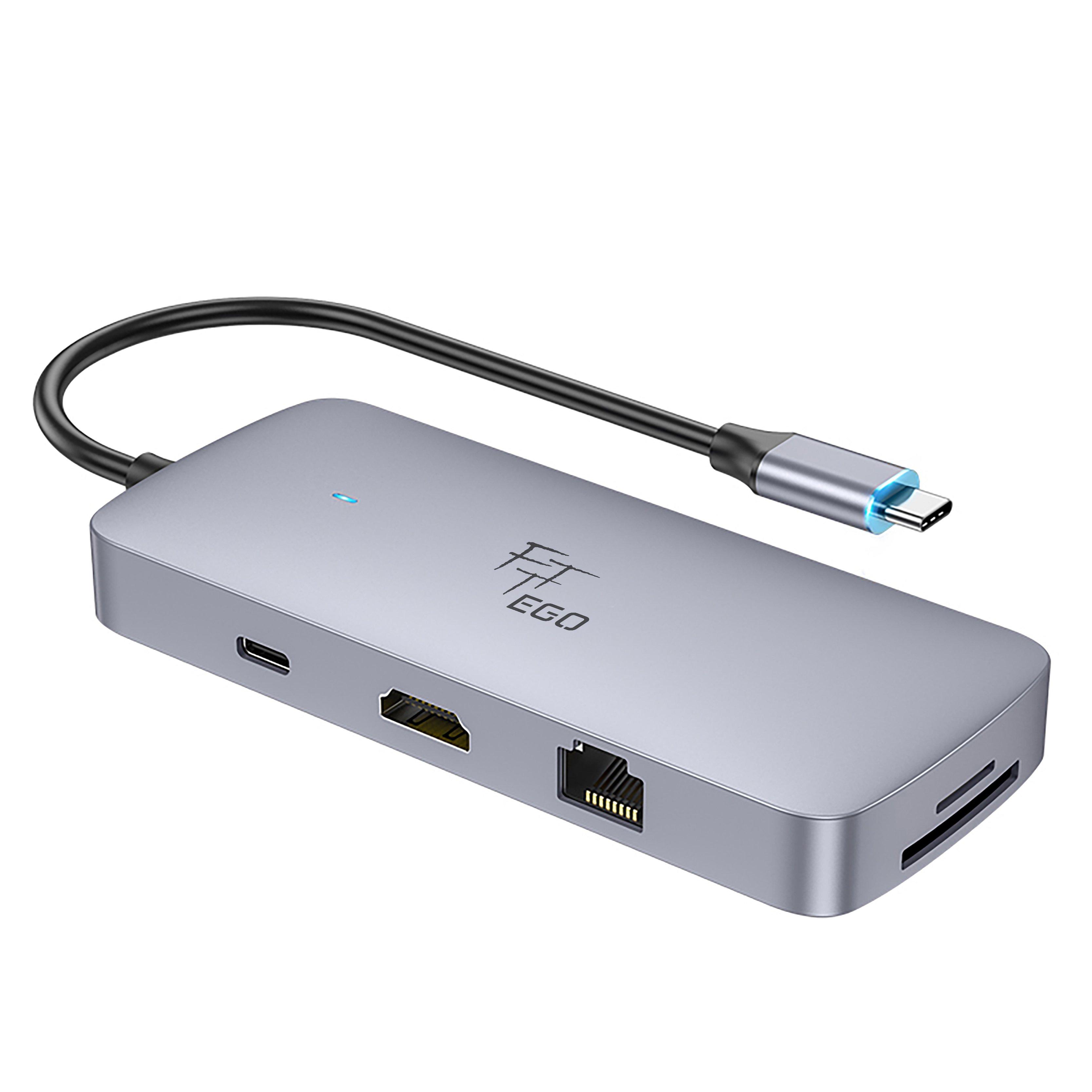 FTT EGO 8 in 1 USB-C HUB, Metal Gray - eXtra
