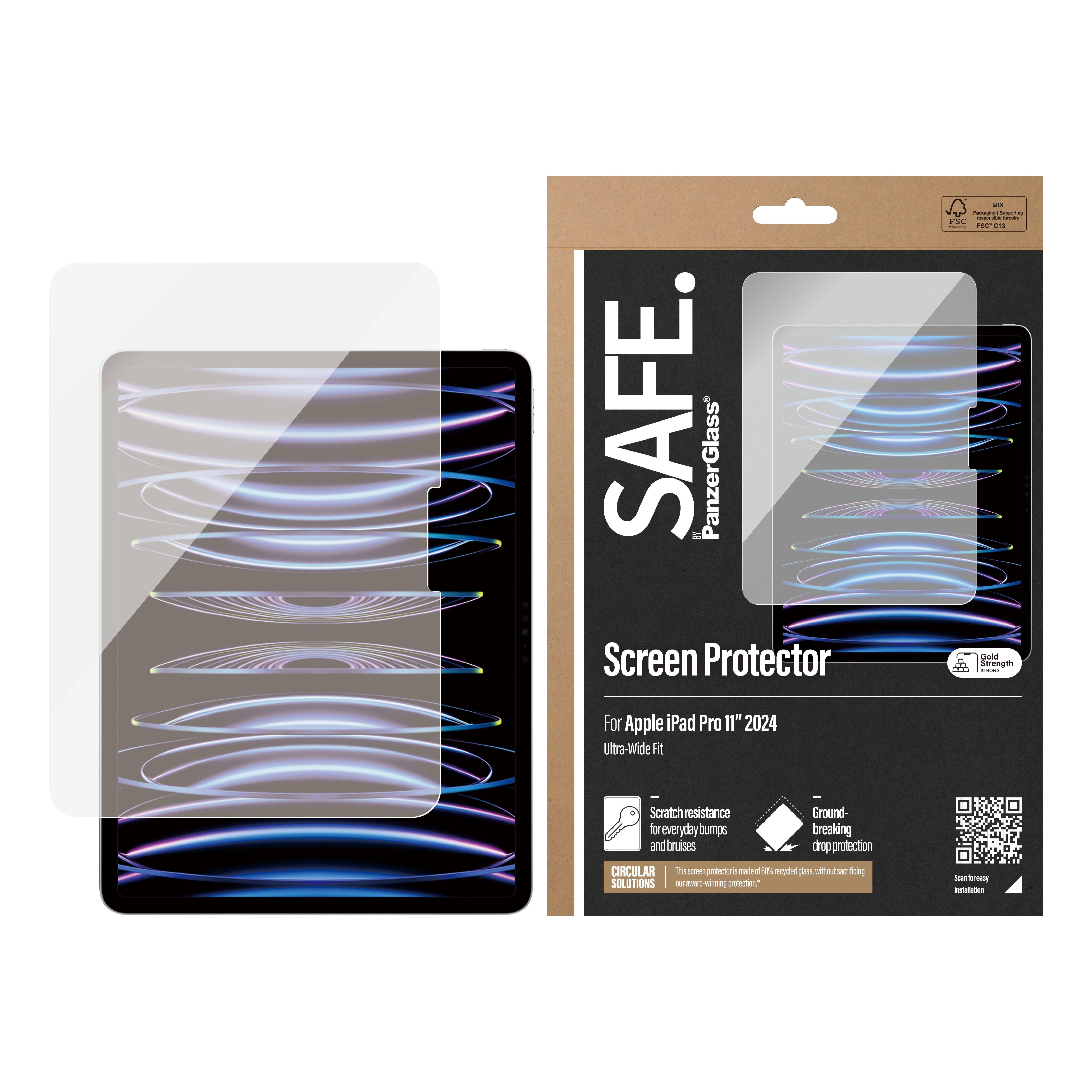 PanzerGlass SAFE Screen Protector for iPad Pro 11 inch, Ultra-Wide Fit ...