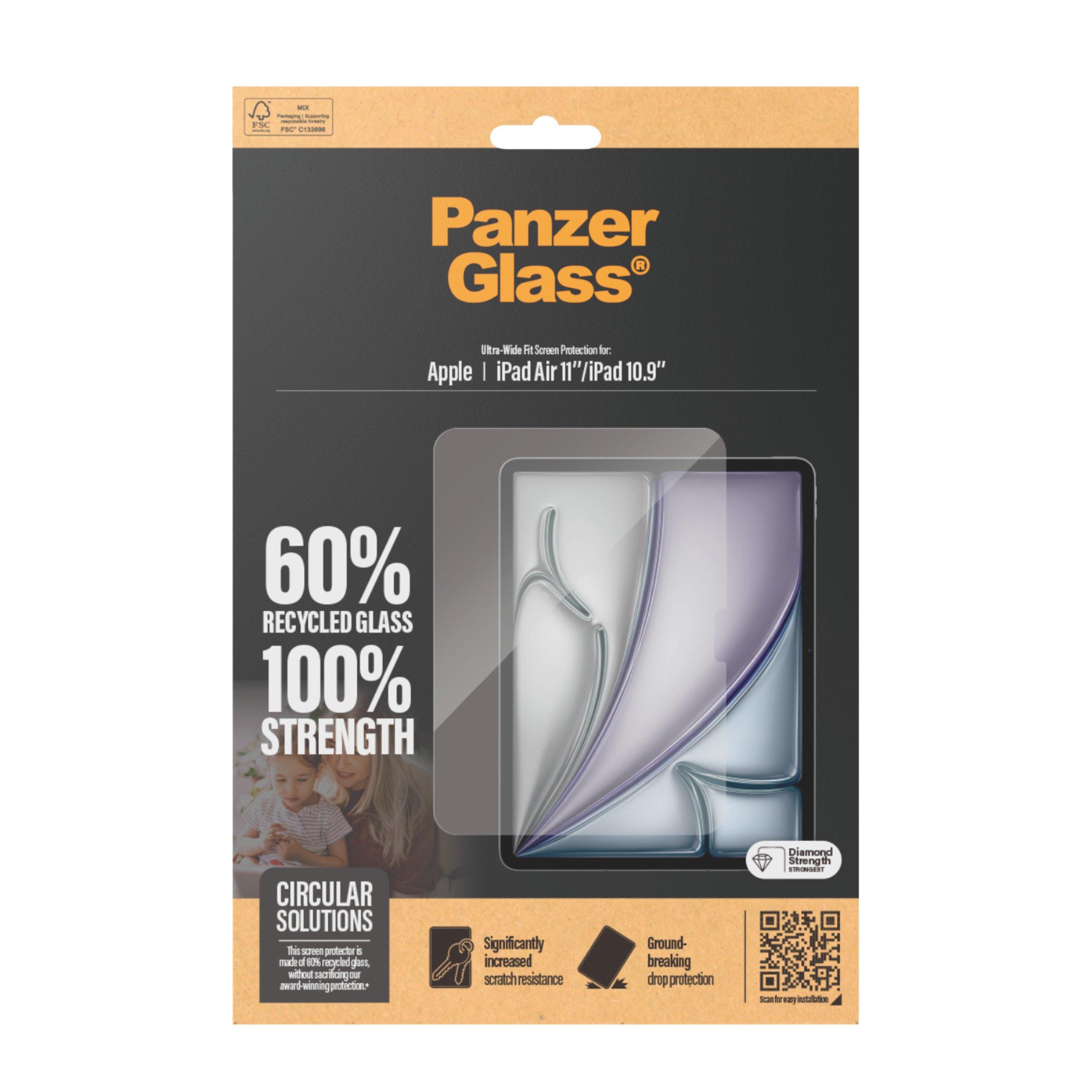 PanzerGlassScreen Protector iPad Air 10.9, Ultra-Wide Fit, Clear - eXtra