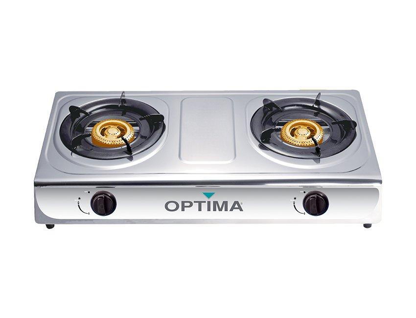 Optima Stainless Steel 2 Burner Gas Stove Silver - eXtra Bahrain
