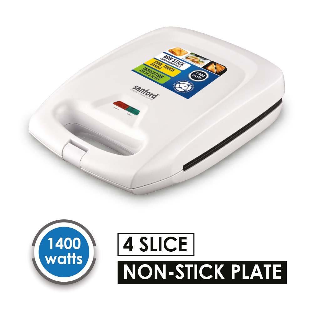 Sanford 4 Slice Sandwich Toaster 1400 W White - eXtra Bahrain