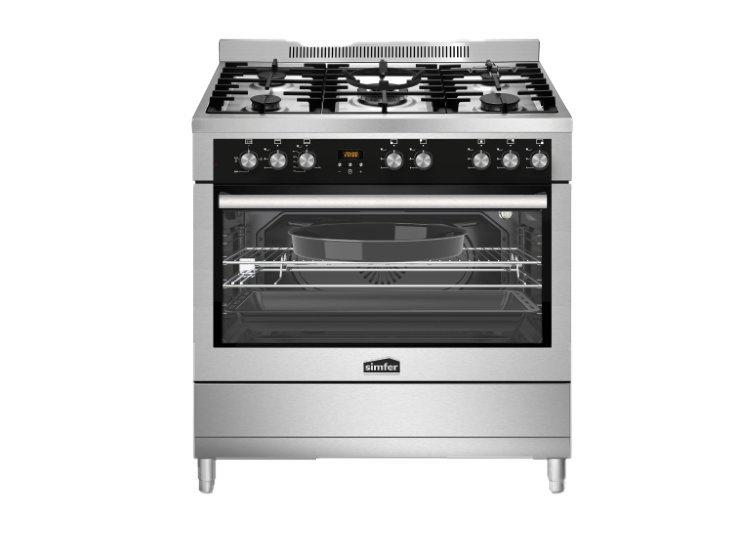 Simfer, 90Cm, Gas Cooker, 5 Burners, Full Safety, Inox - eXtra Oman