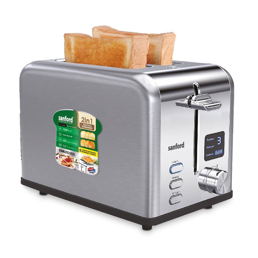 Sanford 2 Slice with Bun Warmer Bread Toaster 1050W Silver - eXtra Bahrain