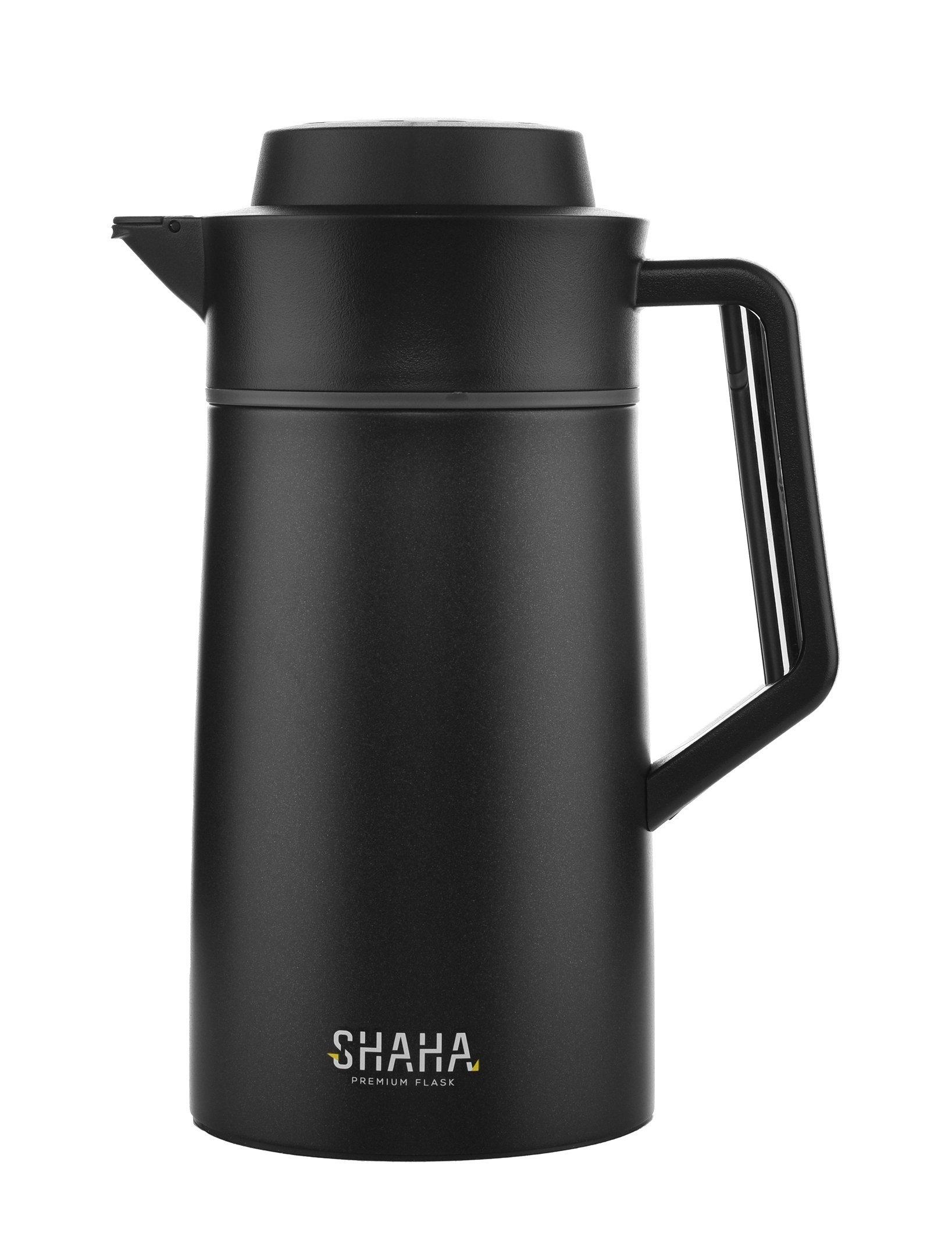 SHAHA, Stainless Steel Vacuum Flask 1.5L, Metallic Black - eXtra