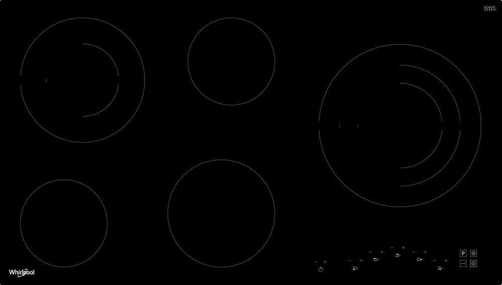 Whirlpool 90CM Vitroceramic 5 Electric plates Built-In Hob Black ...