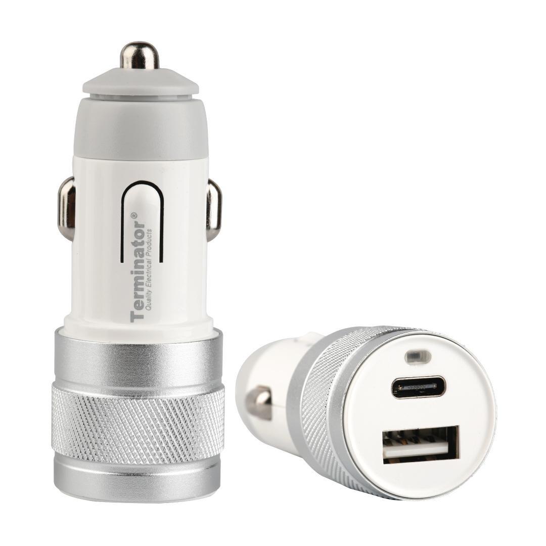 Terminator, 30W, USB Car Charger, White - eXtra Bahrain