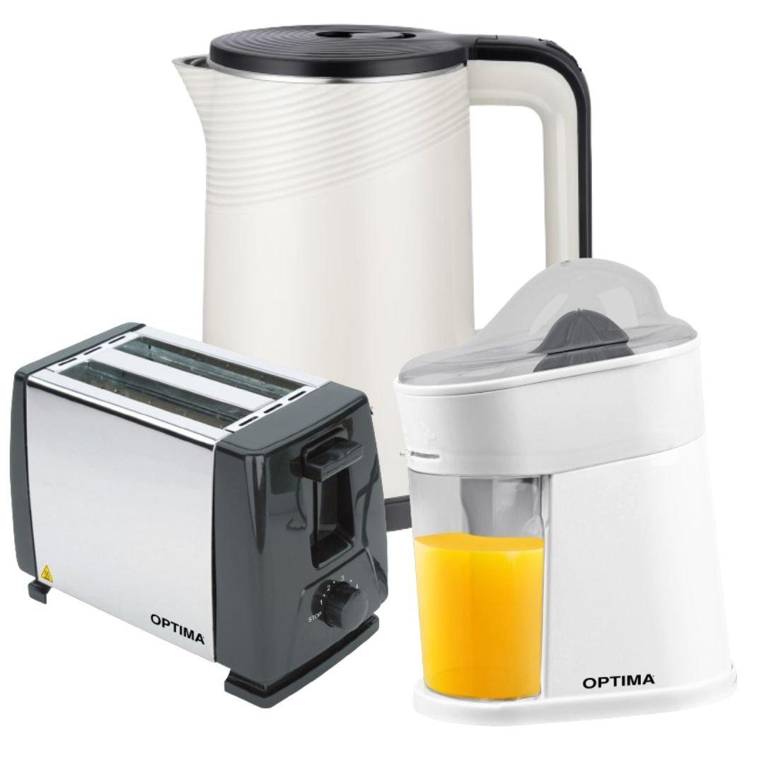Optima Bundle 3IN1 2Slice Toaster Steel Body, 850W, Black/ White ...