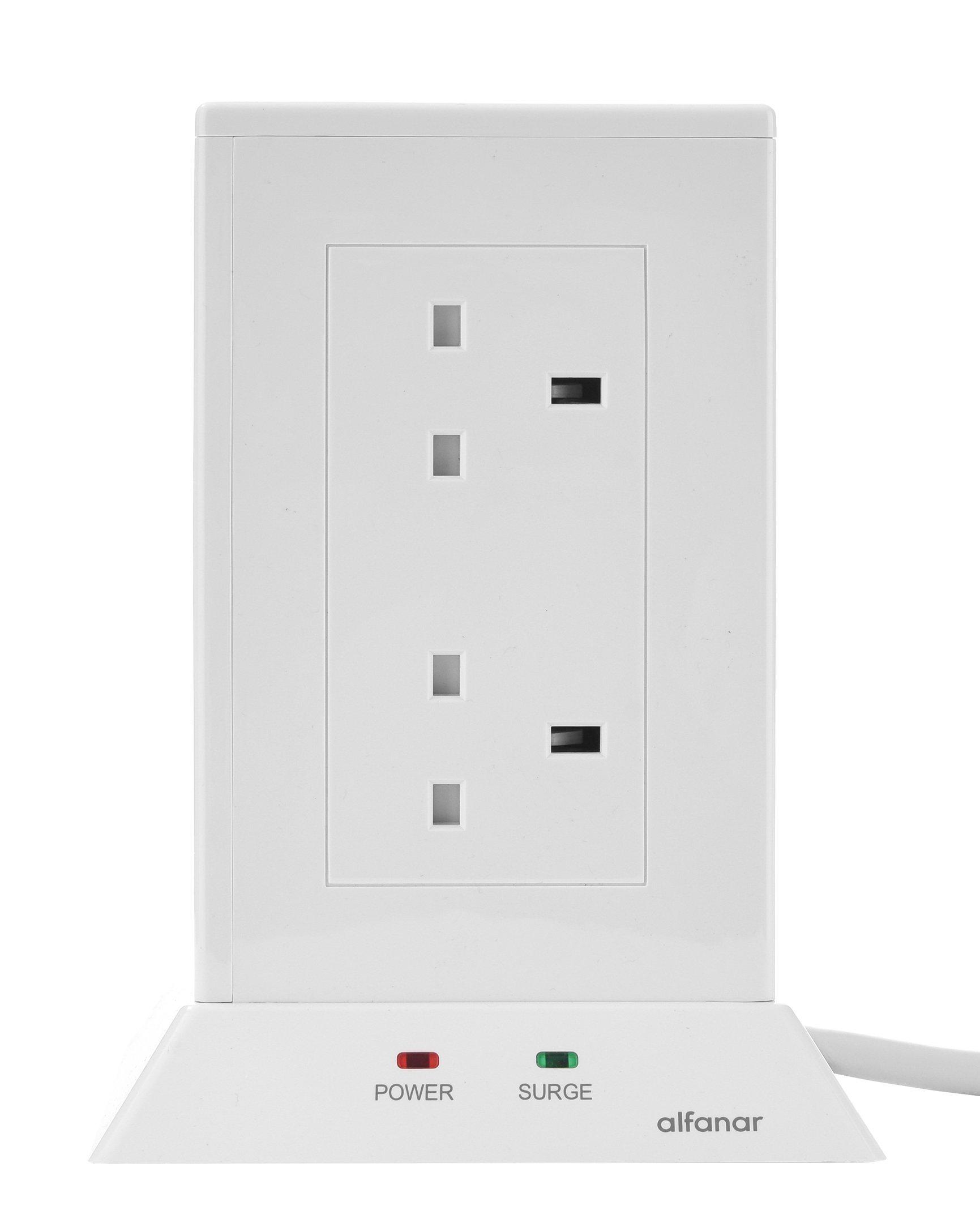 ALFANAR, Power Extension Tower, 8 Sockets, 3M, White - eXtra