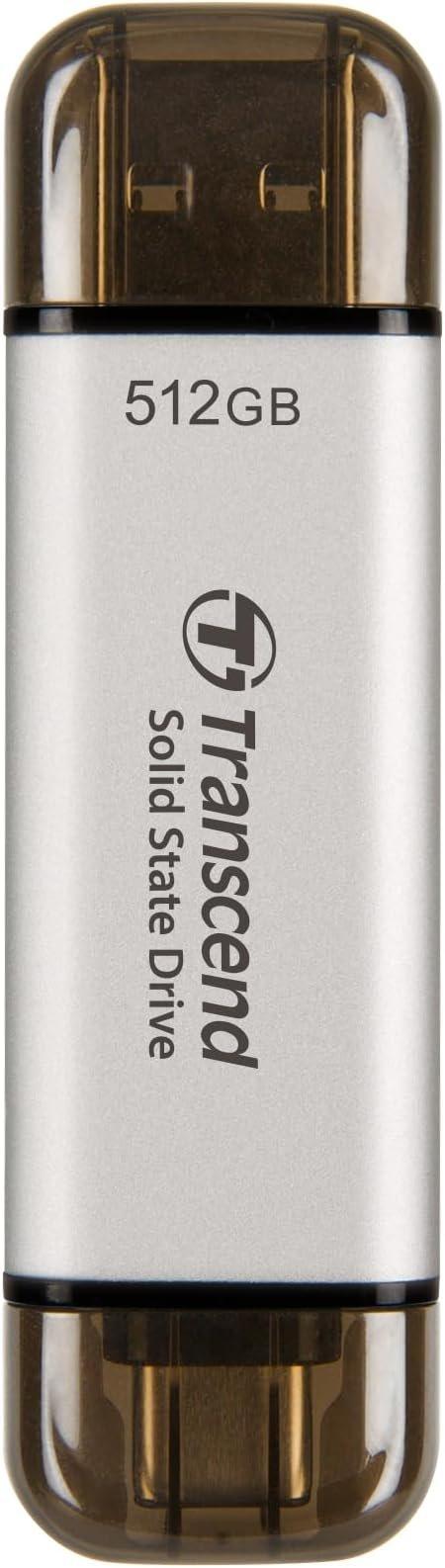 Transcend Portable SSD 512GB USB-A/USB-C Silver - eXtra Bahrain