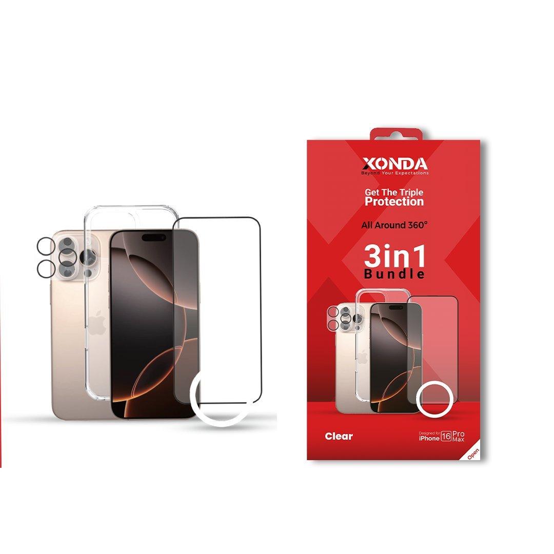 Xonda 3IN1 iPhone 16 Pro Max Clear ( Case , Screen Protector , Camera ...