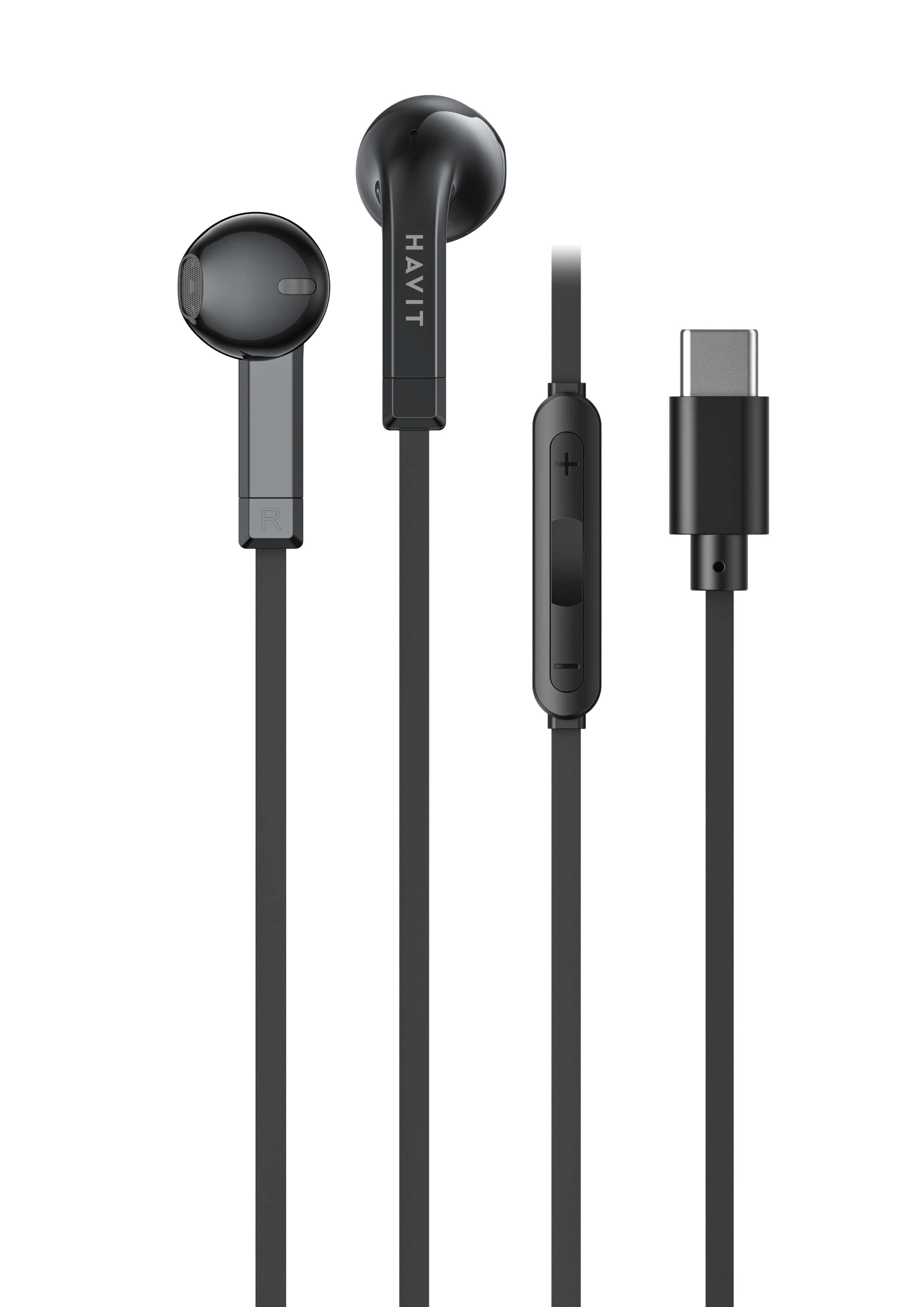 Havit Wired Earphone With Volume Control USB-C Black - eXtra Bahrain