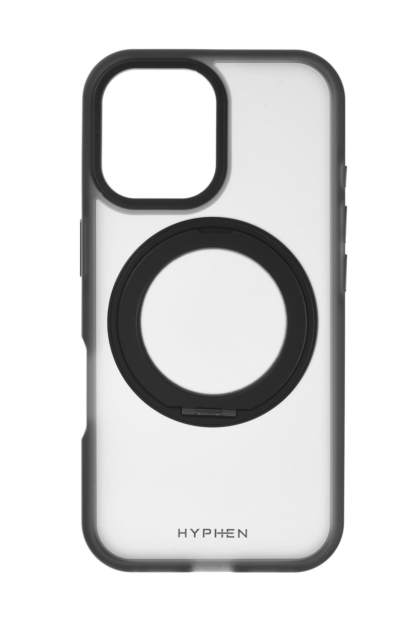 HYPHEN AXEL Shock Proof MagSafe Case with Rotating Ring Stand for iPhone 16 Pro, Black - eXtra