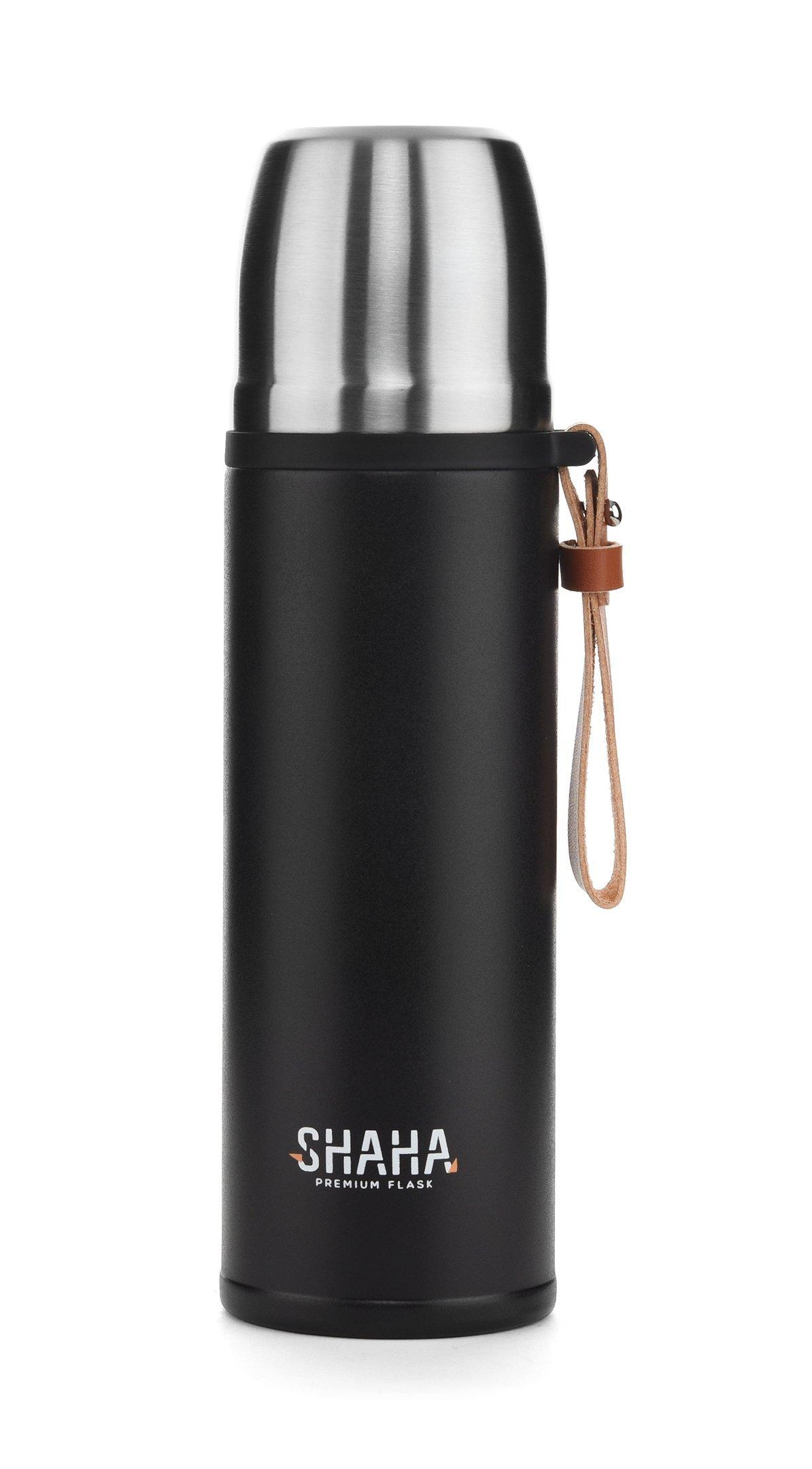 SHAHA, Stainless Steel Vacuum Bottle 450ML, Black - eXtra