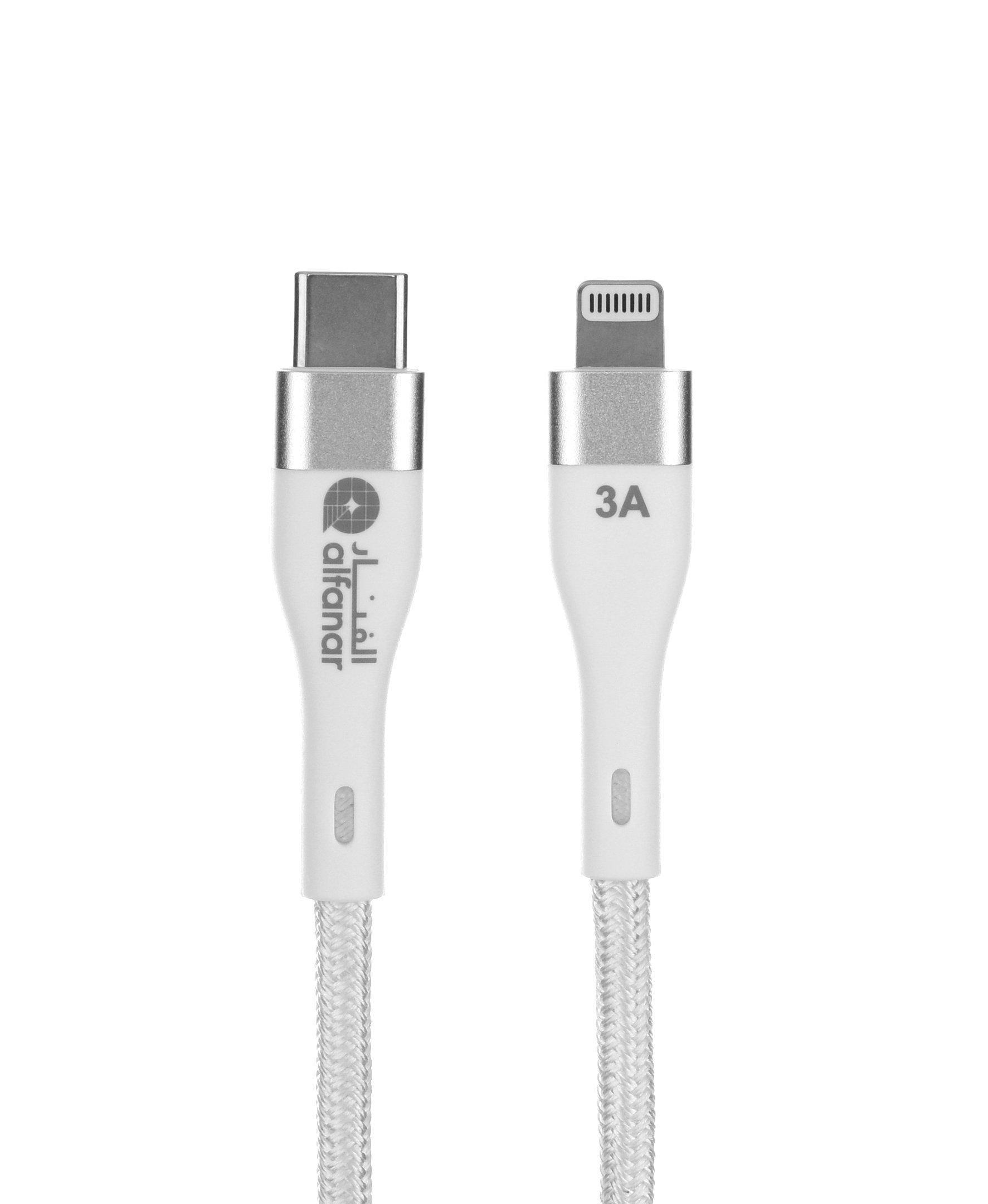 ALFANAR Type-C to Lightning Braided Cable, 1M, White - eXtra