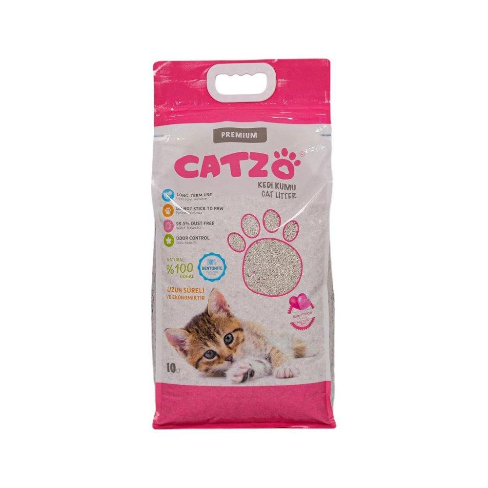Catzo Bentonite Baby Powder Scented Clumping Cat Litter , 10 L - eXtra