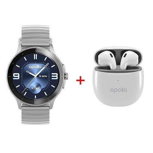 Xcell Apollo W2 Smartwatch 1.39" White+Xcell Apollo Earbuds White ...