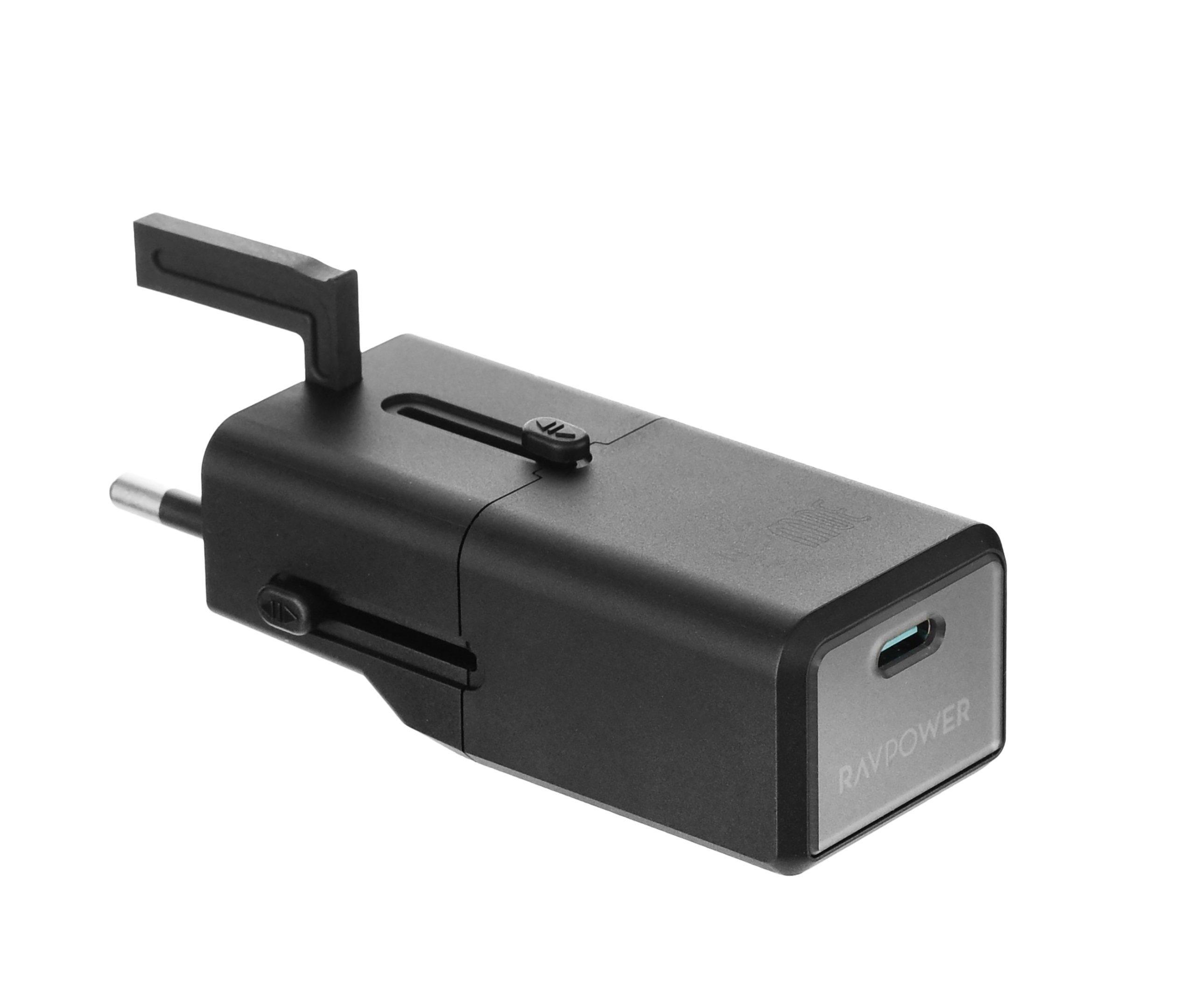 RAVPower Universal Travel Adapter Nano, 30W, 1 Port, Black - eXtra