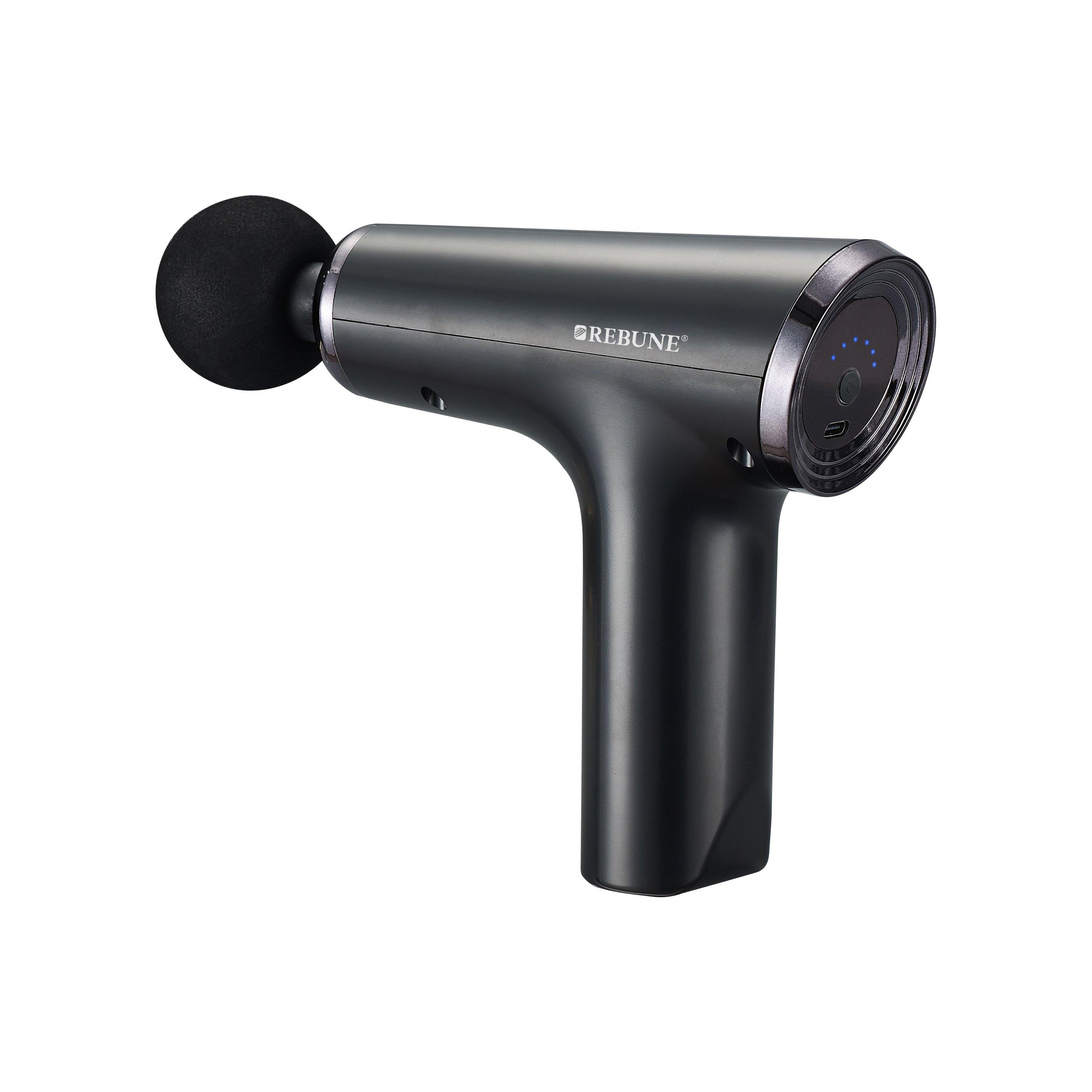 REBUNE, Massage Gun, 4 Heads, Type c cable, EVA Bag, 6 Level, Black - eXtra