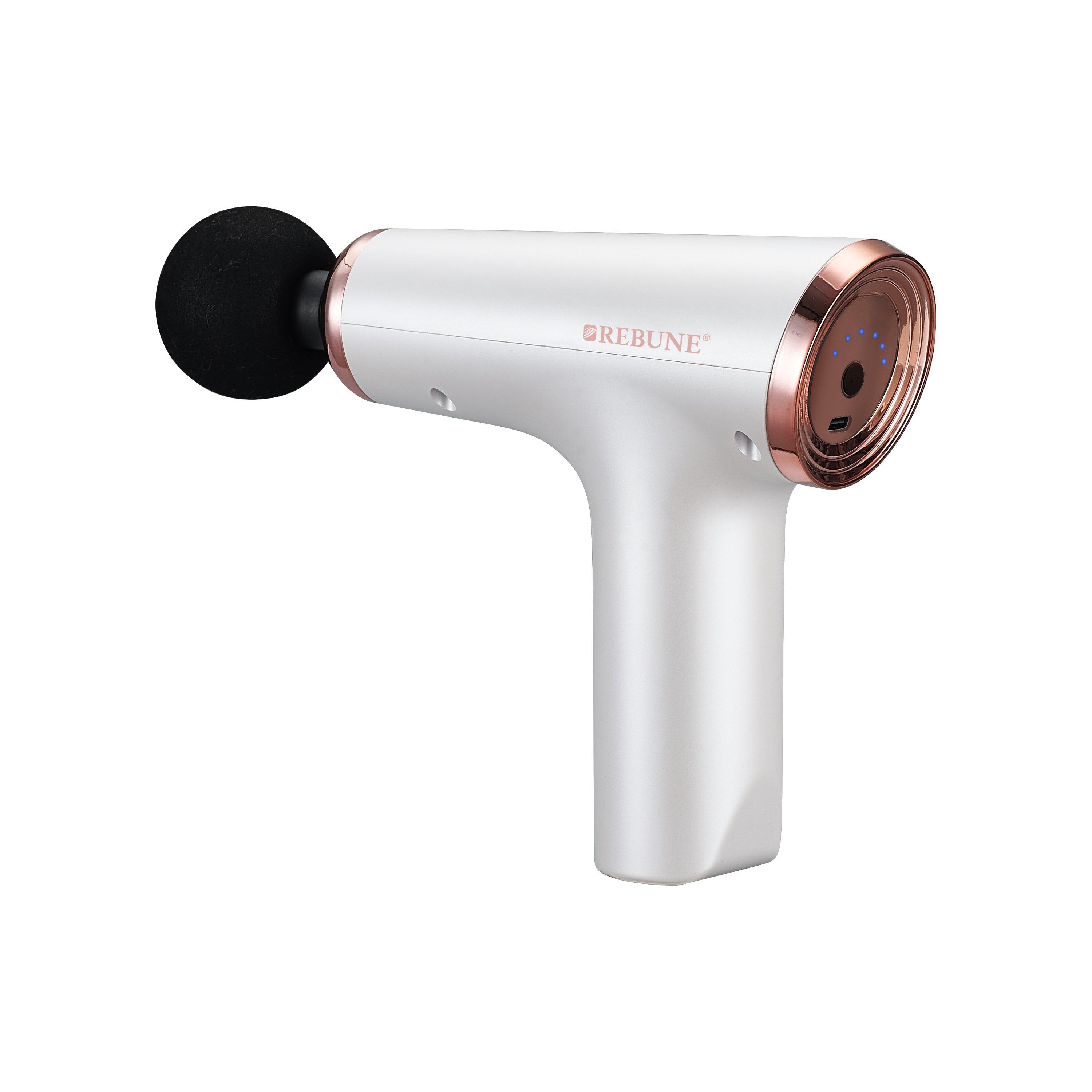 REBUNE, Massage Gun, 4 Heads, Type c cable, EVA Bag, 6 Level, White - eXtra