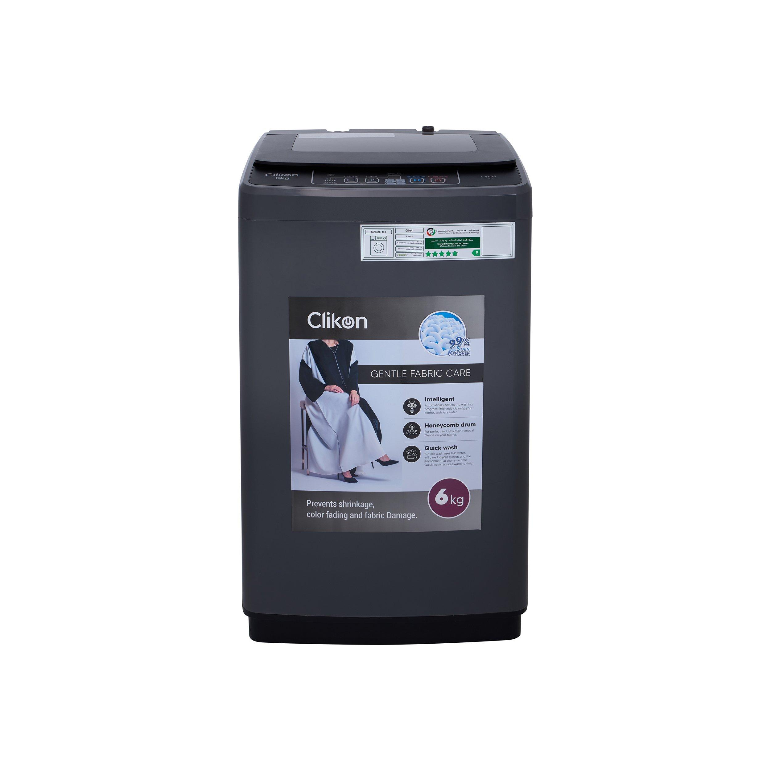 Clikon 6.0KG Top Load Washing Machine Steel Body Grey - eXtra Bahrain