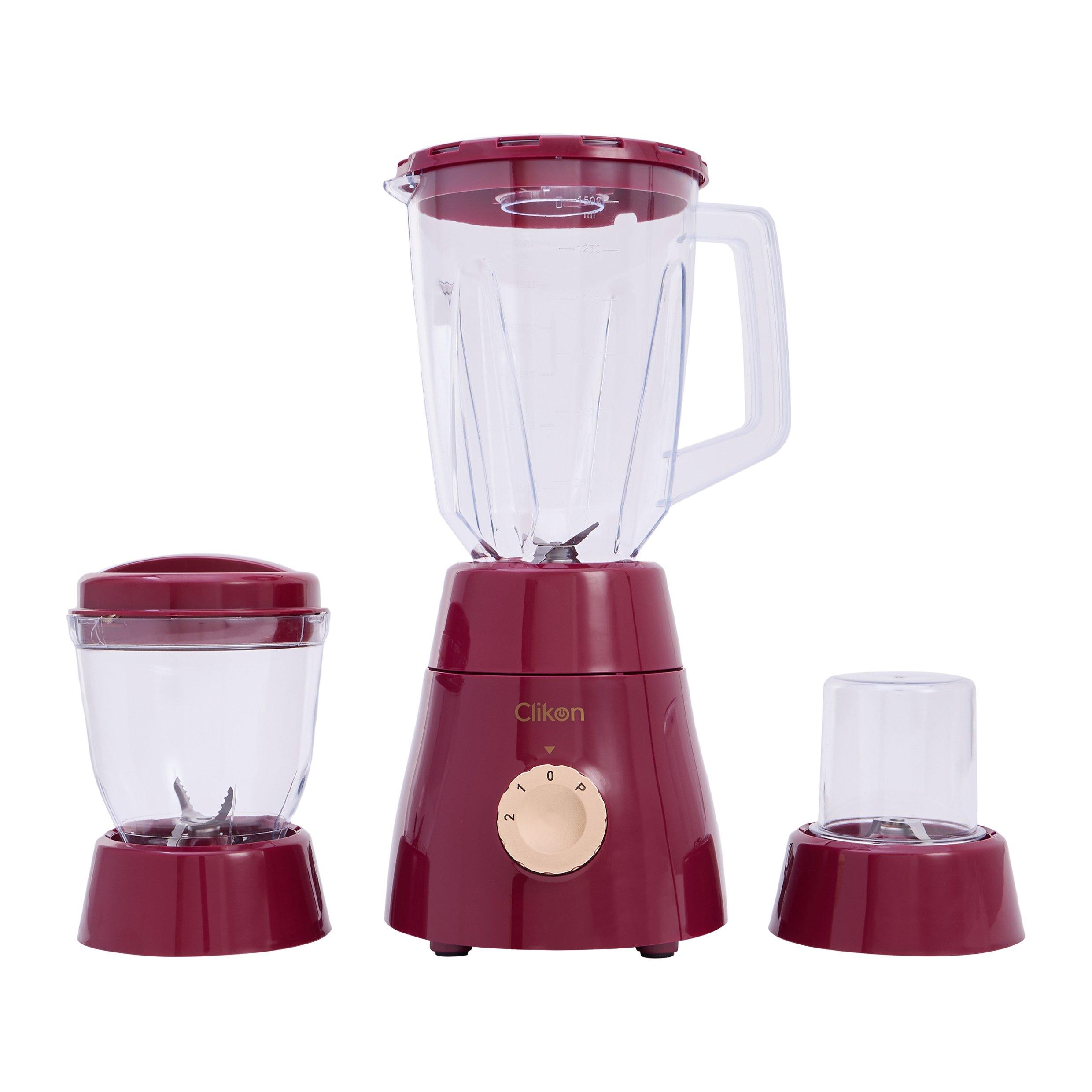 Clikon 1.5L 3in1 Blender With 1 Mill Plastic Jar 600W Pink - eXtra Bahrain