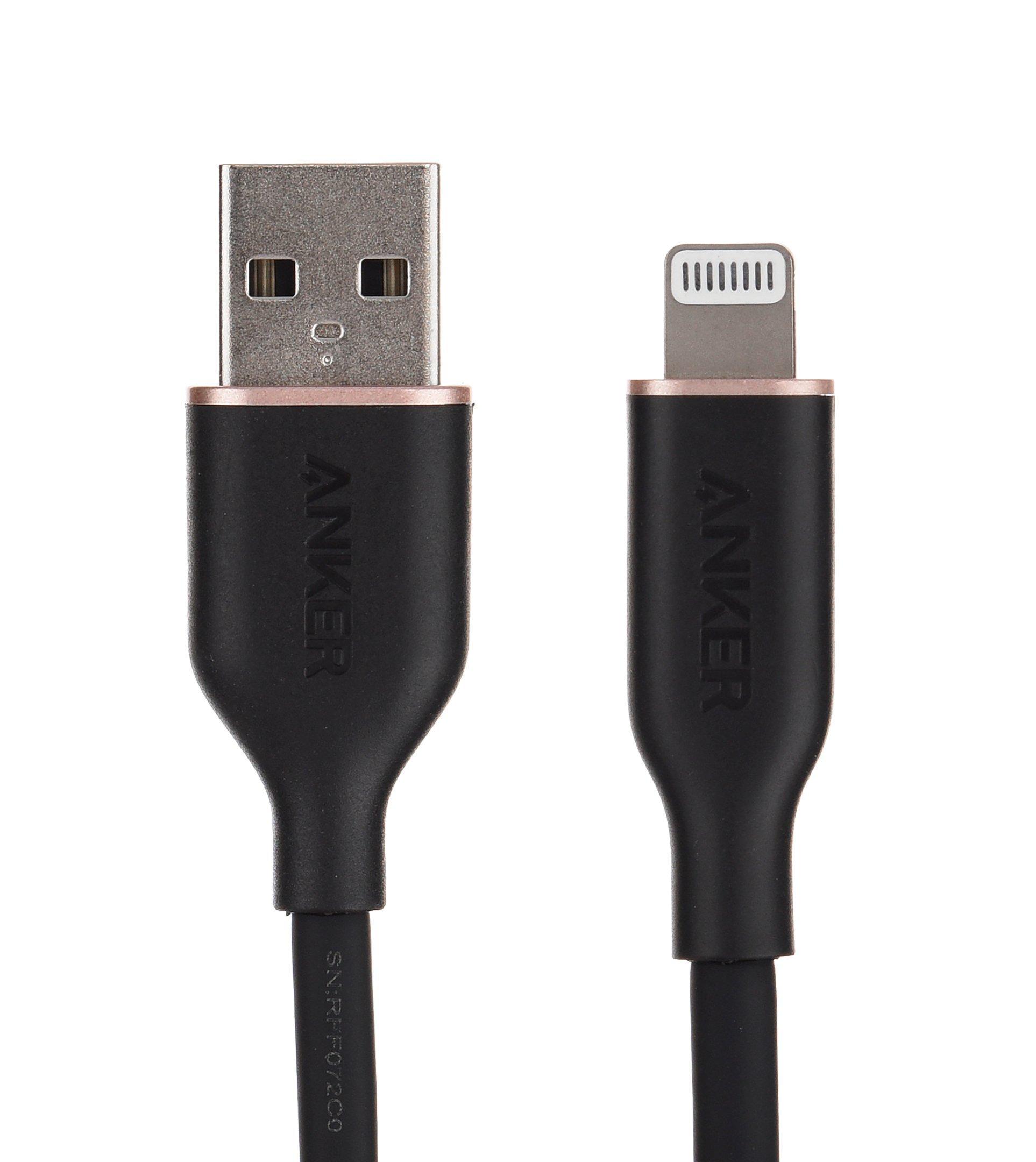 Anker USB-A to Lightning Cable, Soft Silicon, 0.9M, Black - eXtra