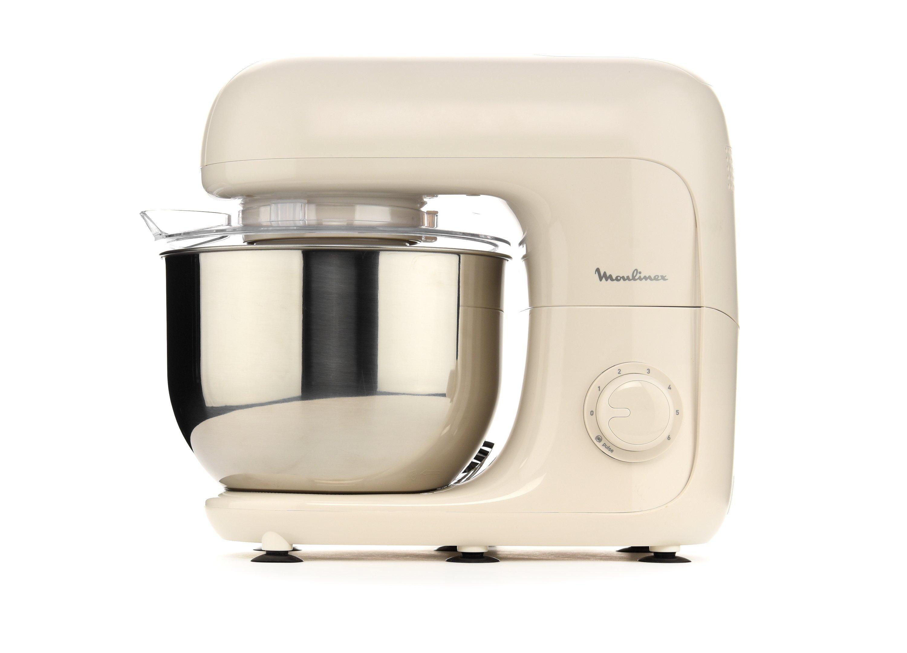Moulinex 4.8L Kitchen Stand Mixer, 800 Watts, White - eXtra