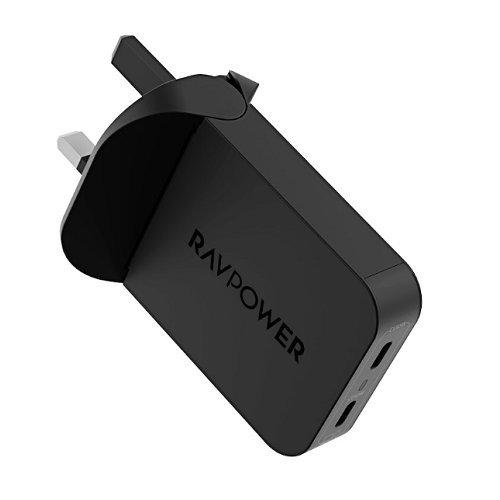 Ravpower 65W GaN Wall Charger, Foldable Plug, Black - eXtra Oman