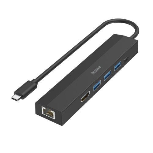 Hama 200144 Multiport USB-C Hub, 6 Ports, Black - eXtra Oman