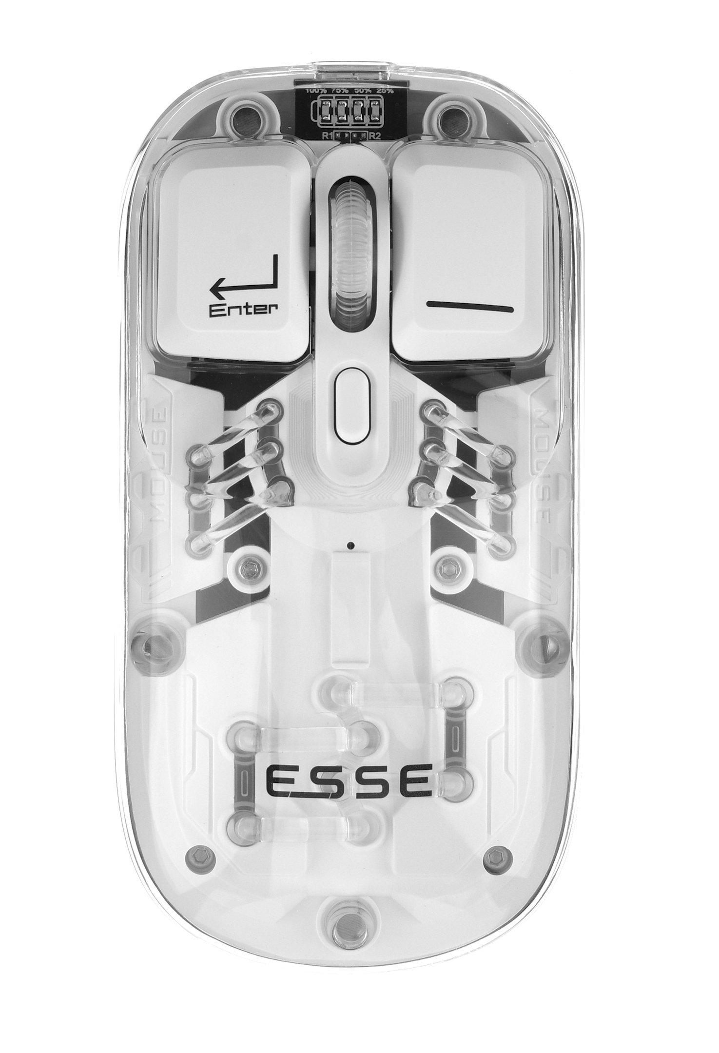 ESSE Transparent Wireless Mouse, RGB, White - eXtra