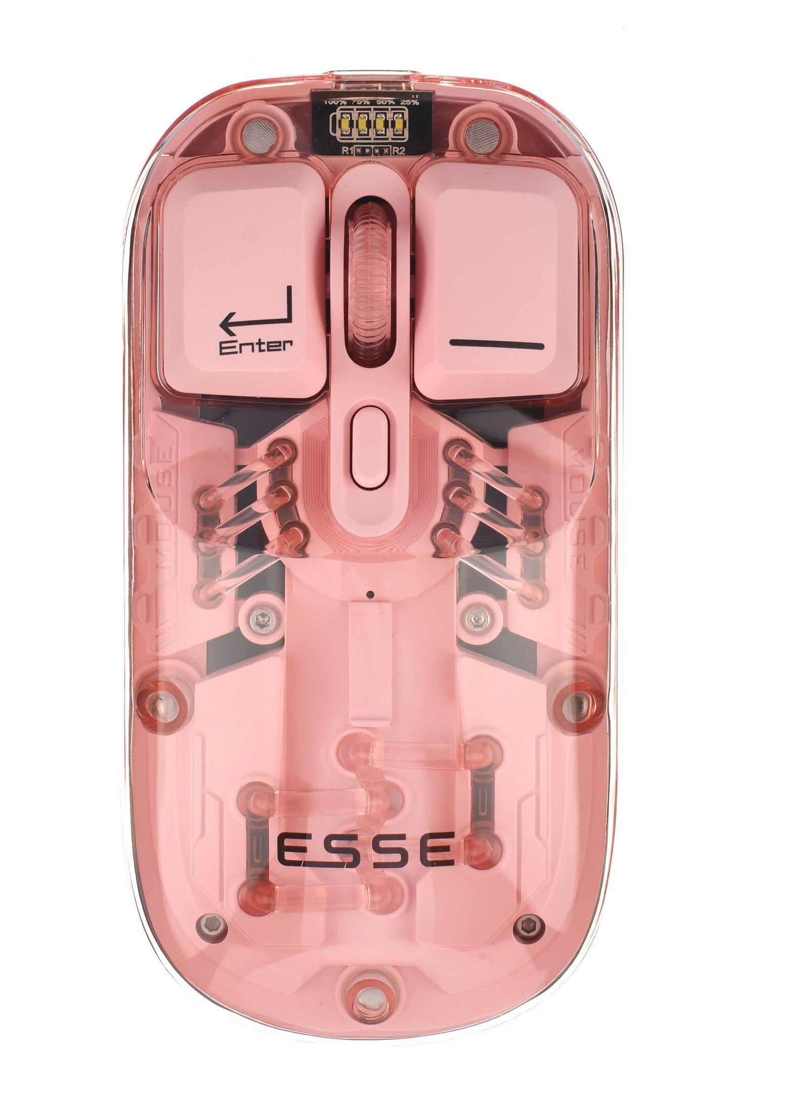 ESSE Transparent Wireless Mouse, RGB, Pink - eXtra