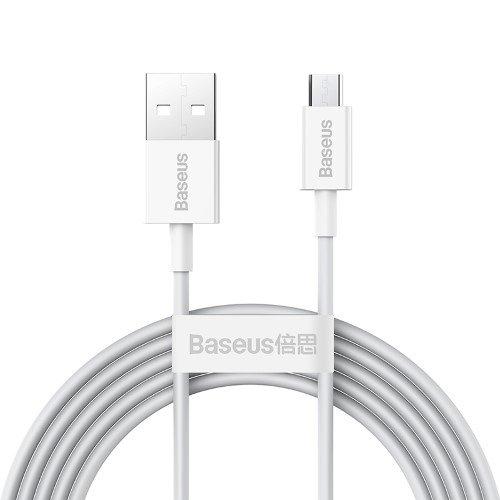 Baseus USB to Micro 2A Charging Cable, 2Mtrs, White - eXtra Oman