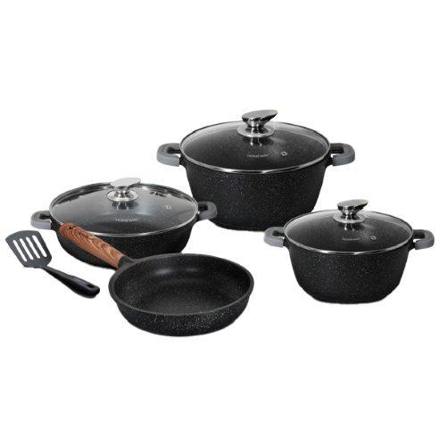 Homeway 8 Pcs Diecast Cookware Set, Marble Coated, Non Stick Surface ...