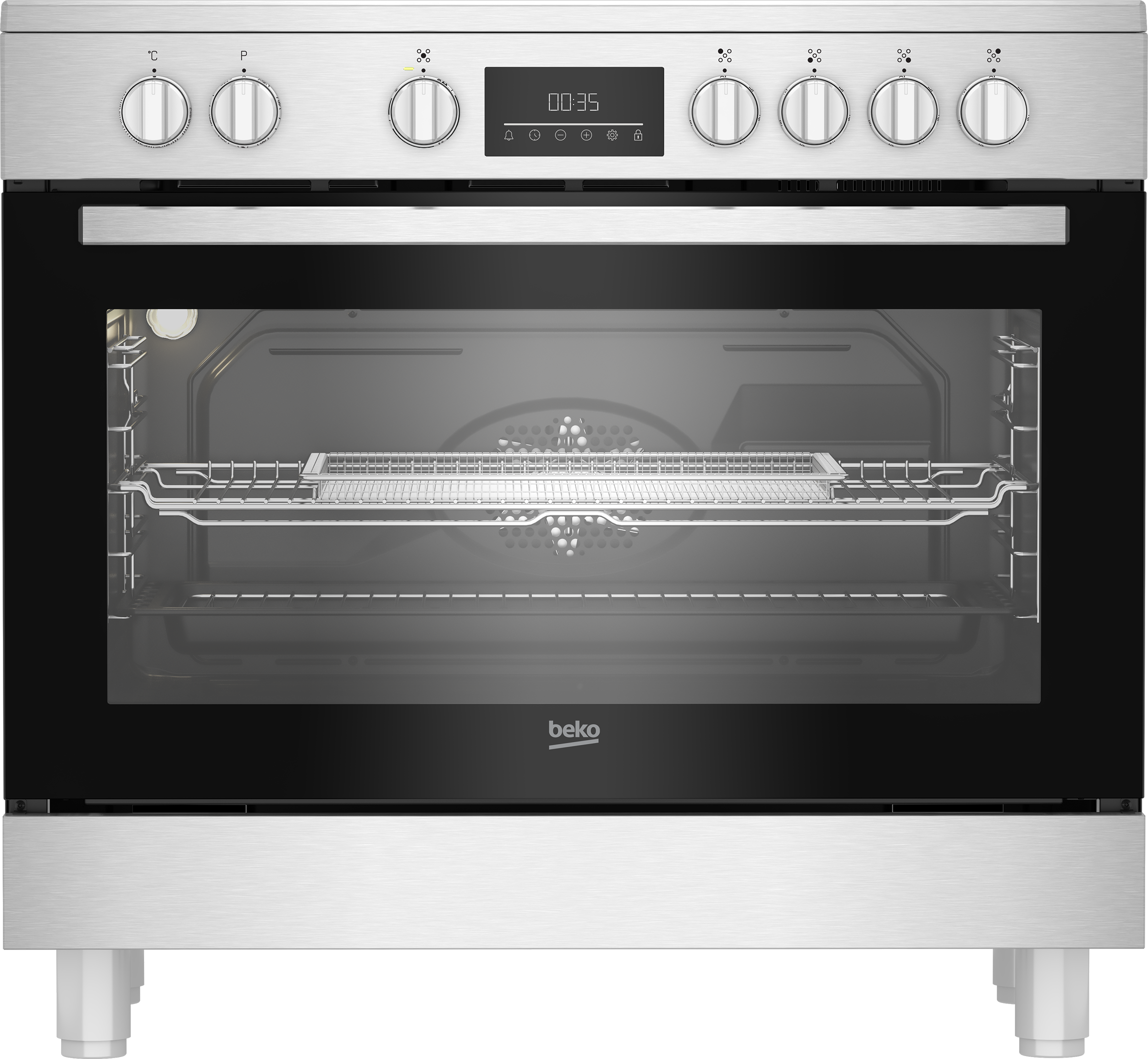 Beko 90CM 5 Burners Freestanding Electric Ceramic Cooker Black/Silver ...