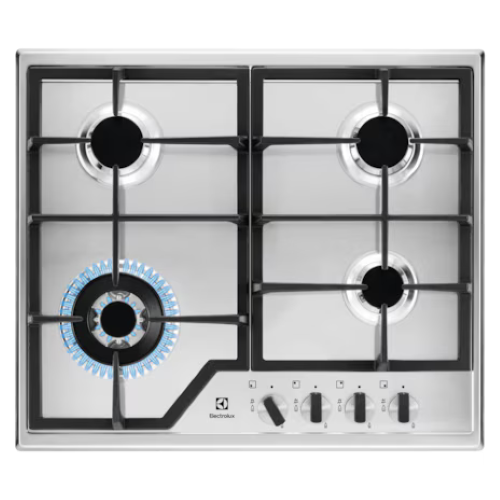 Electrolux 60cm Built-in Gas Hob, 4 Burners, Knob Control, Silver ...