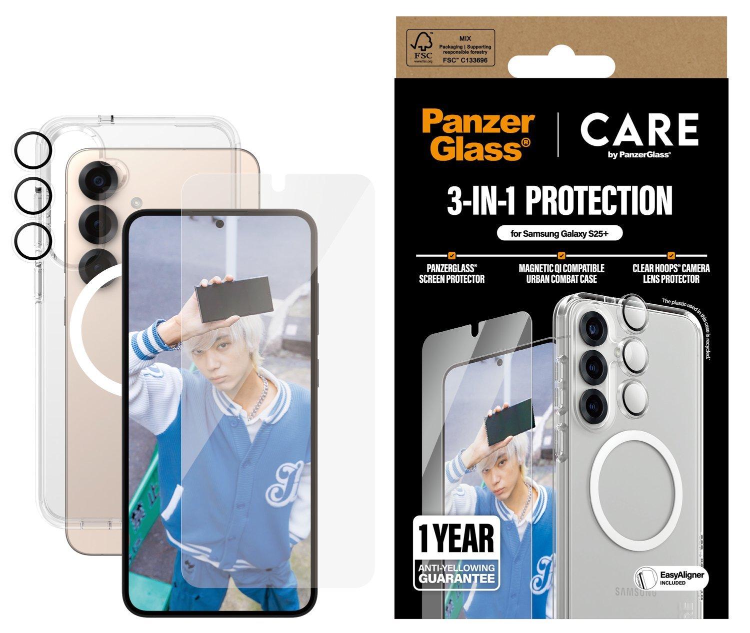 CARE by PanzerGlass Flagship 3-in-1 Bundle for Samsung S25 Plus, Clear ...